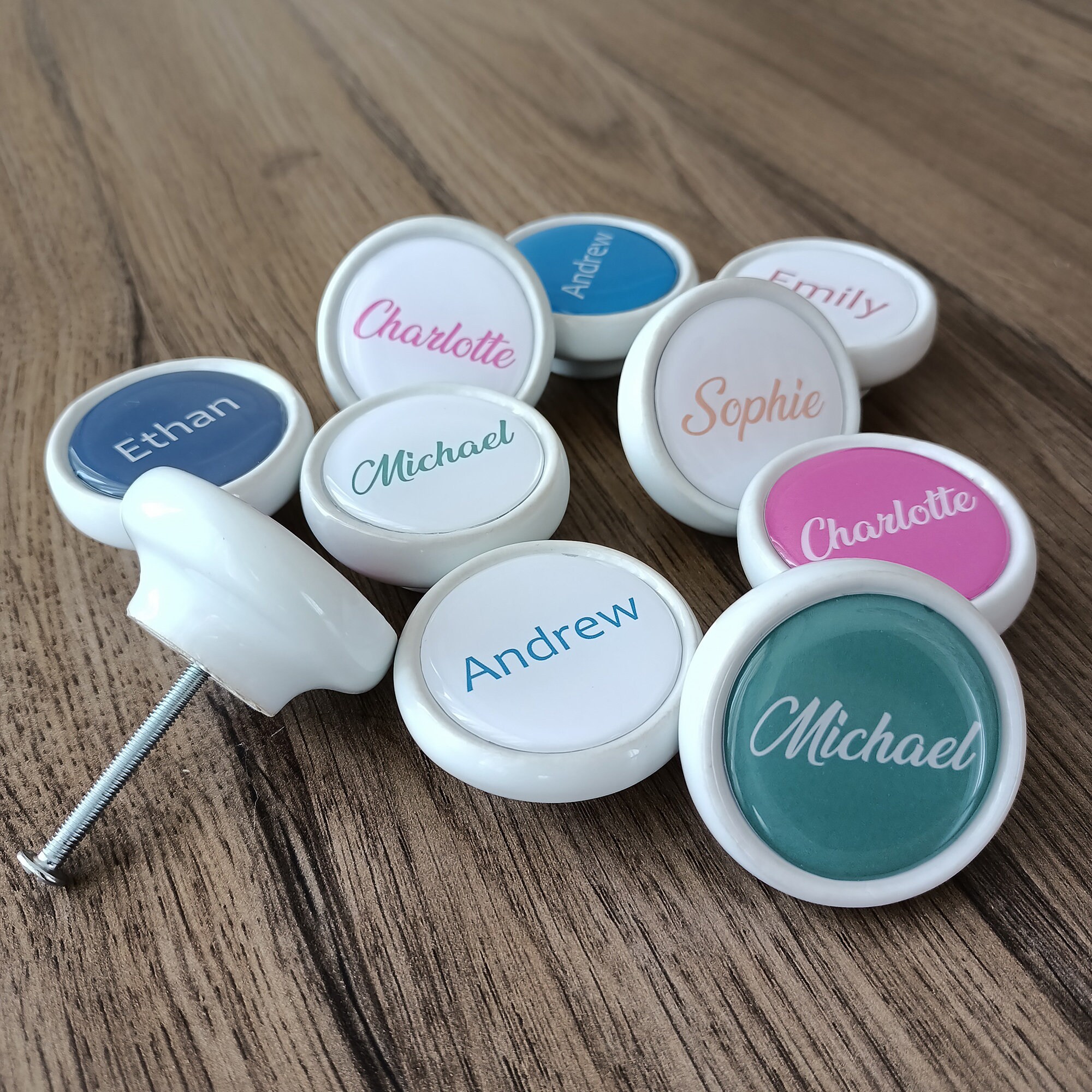 Personalized Cabinet Knobs, Ceramic Name Knobs, Custom Name Cabinet ...