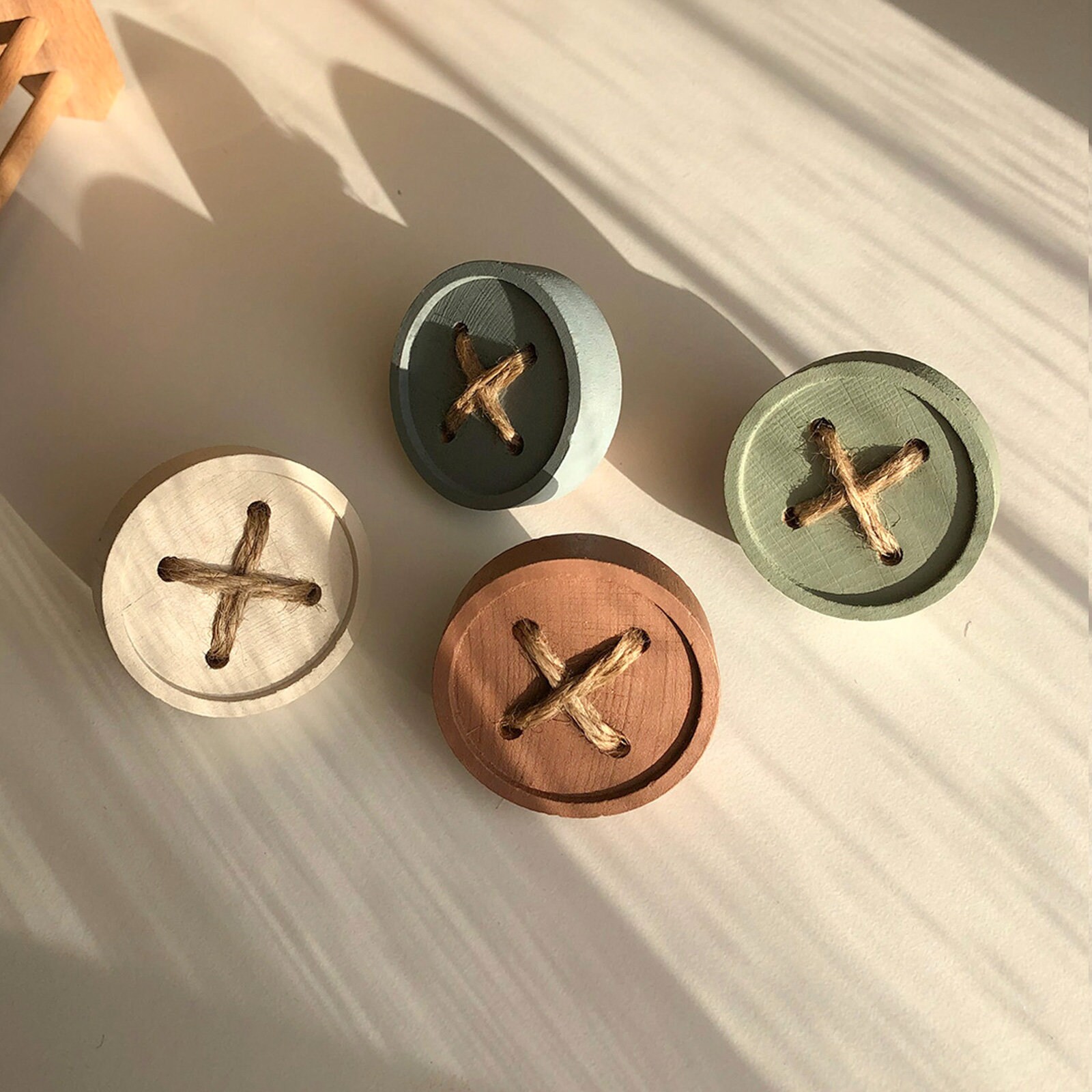 Vintage Wooden Button Cabinet Knobs: Wicker Detail Drawer Pulls - Etsy