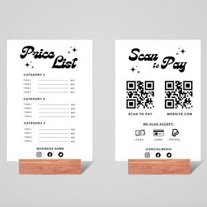 Scan to Pay Sign, Price List Template, QR Code Sign, QR Code Flyer ...