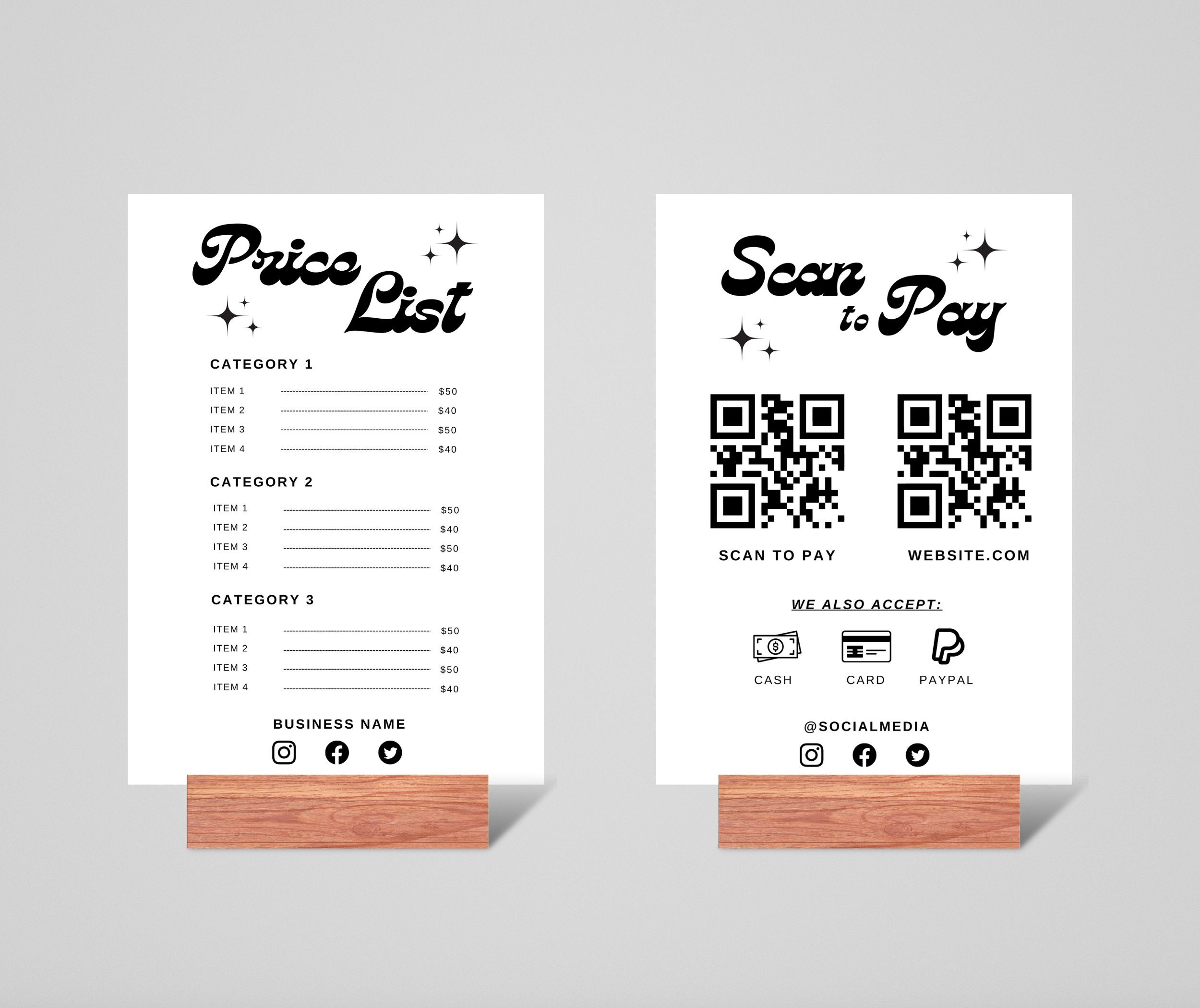 Scan to Pay Sign, Price List Template, QR Code Sign, QR Code Flyer ...