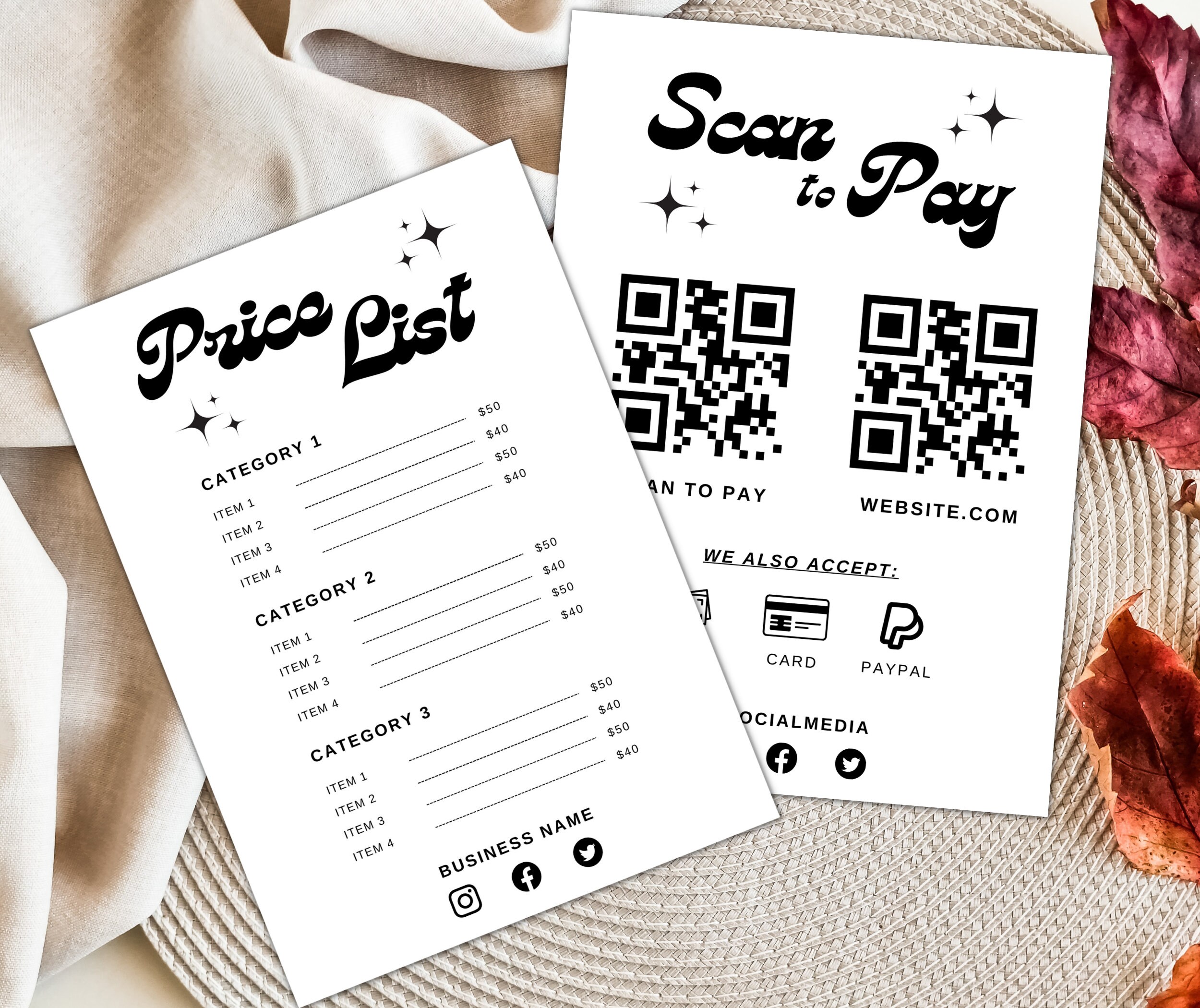 Scan to Pay Sign, Price List Template, QR Code Sign, QR Code Flyer ...