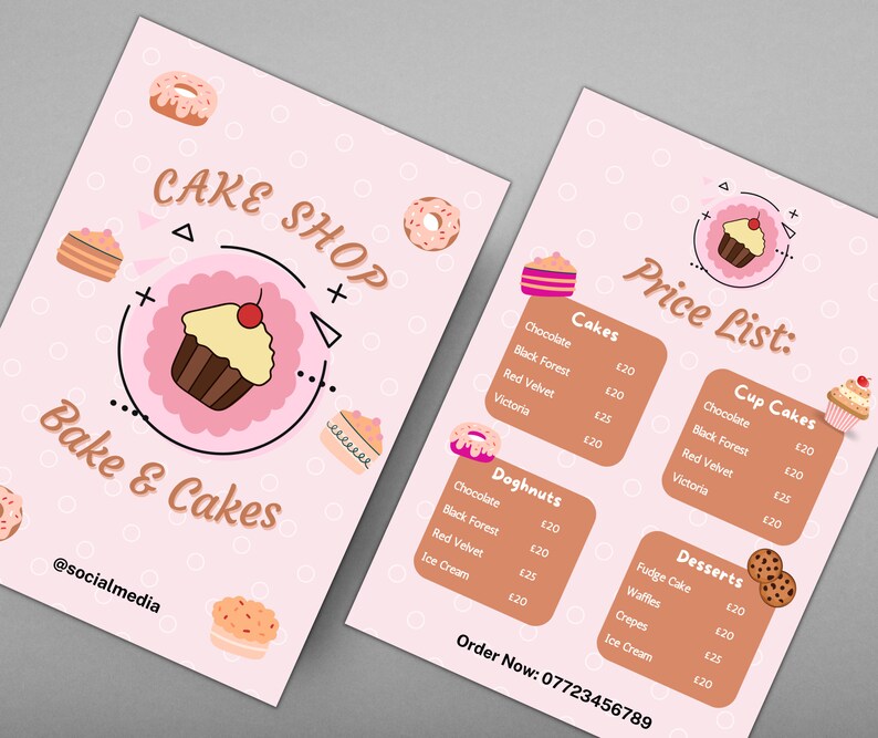 Cake Flyer A5 Cake Leaflets A5 Brochures Cake Business - Etsy