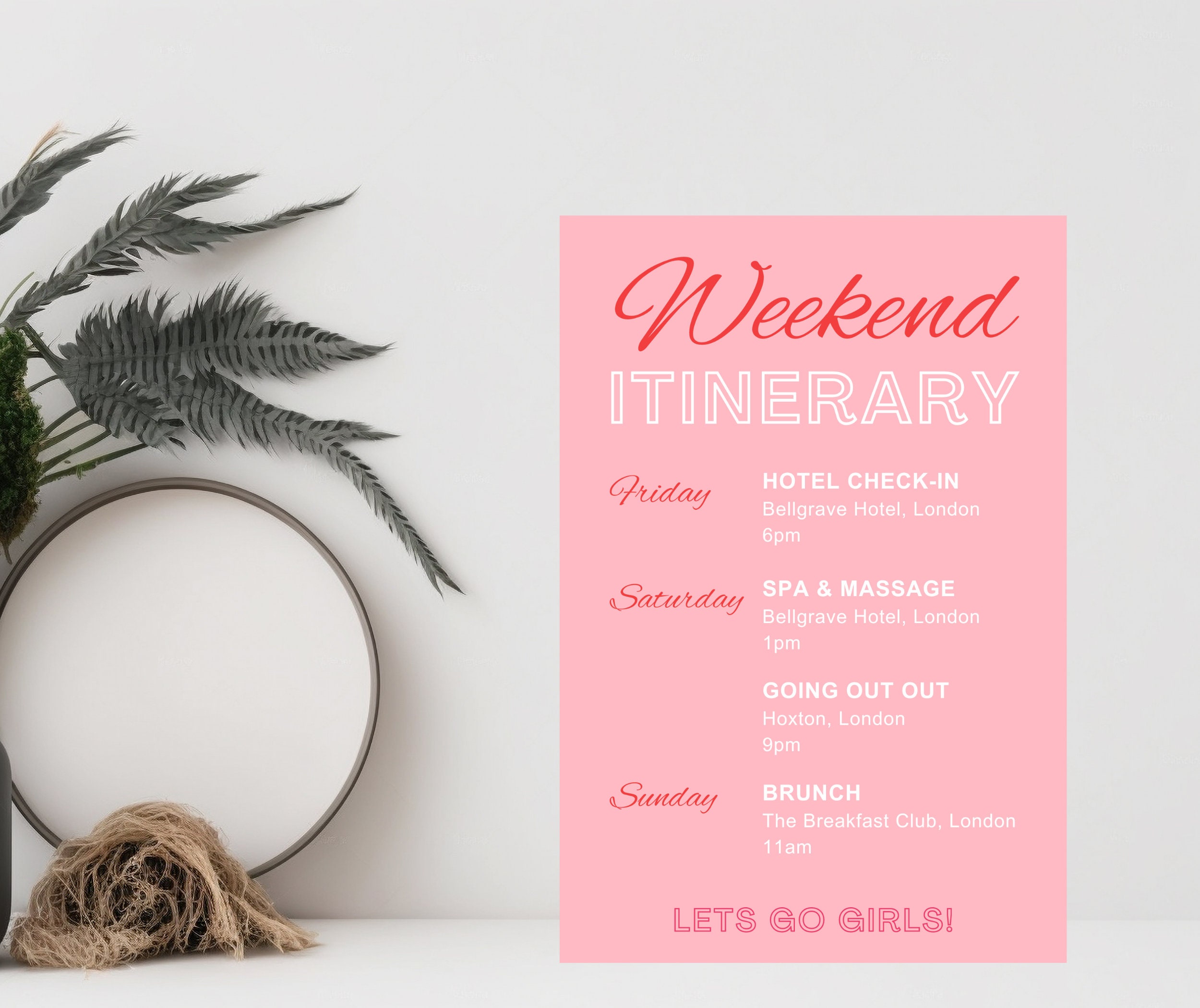 Bachelorette Invitation & Itinerary Template Pink Bachelorette Invite ...
