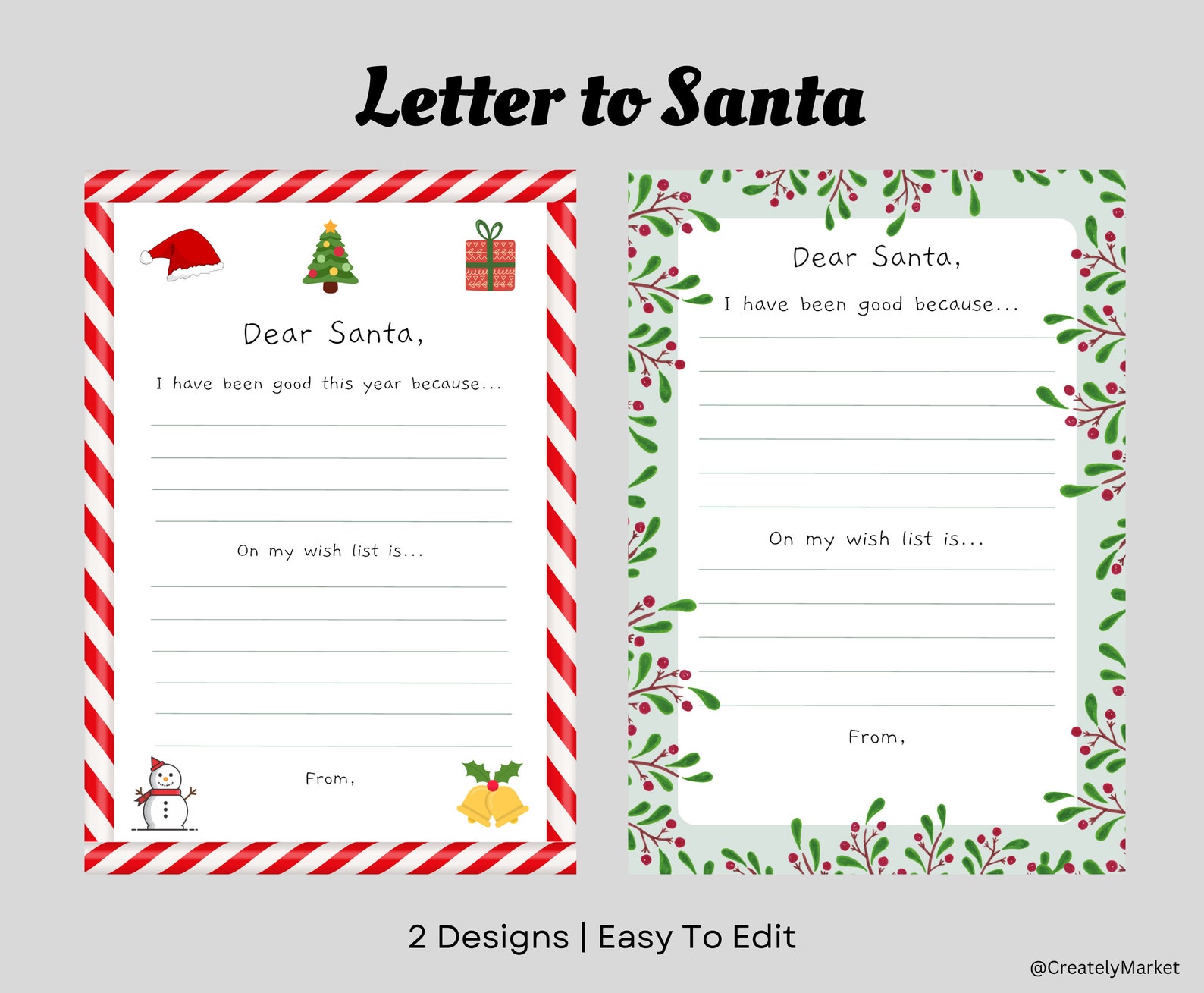 Letter to Santa, Christmas Letter, Christmas Printable, Kids Letter to ...