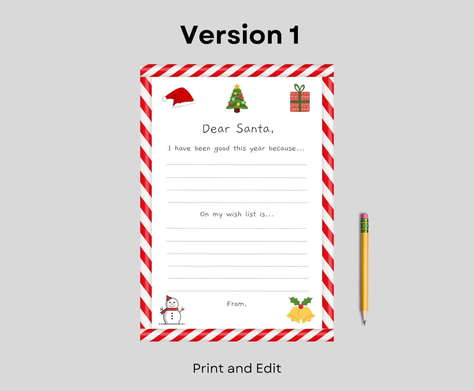 Letter to Santa, Christmas Letter, Christmas Printable, Kids Letter to ...