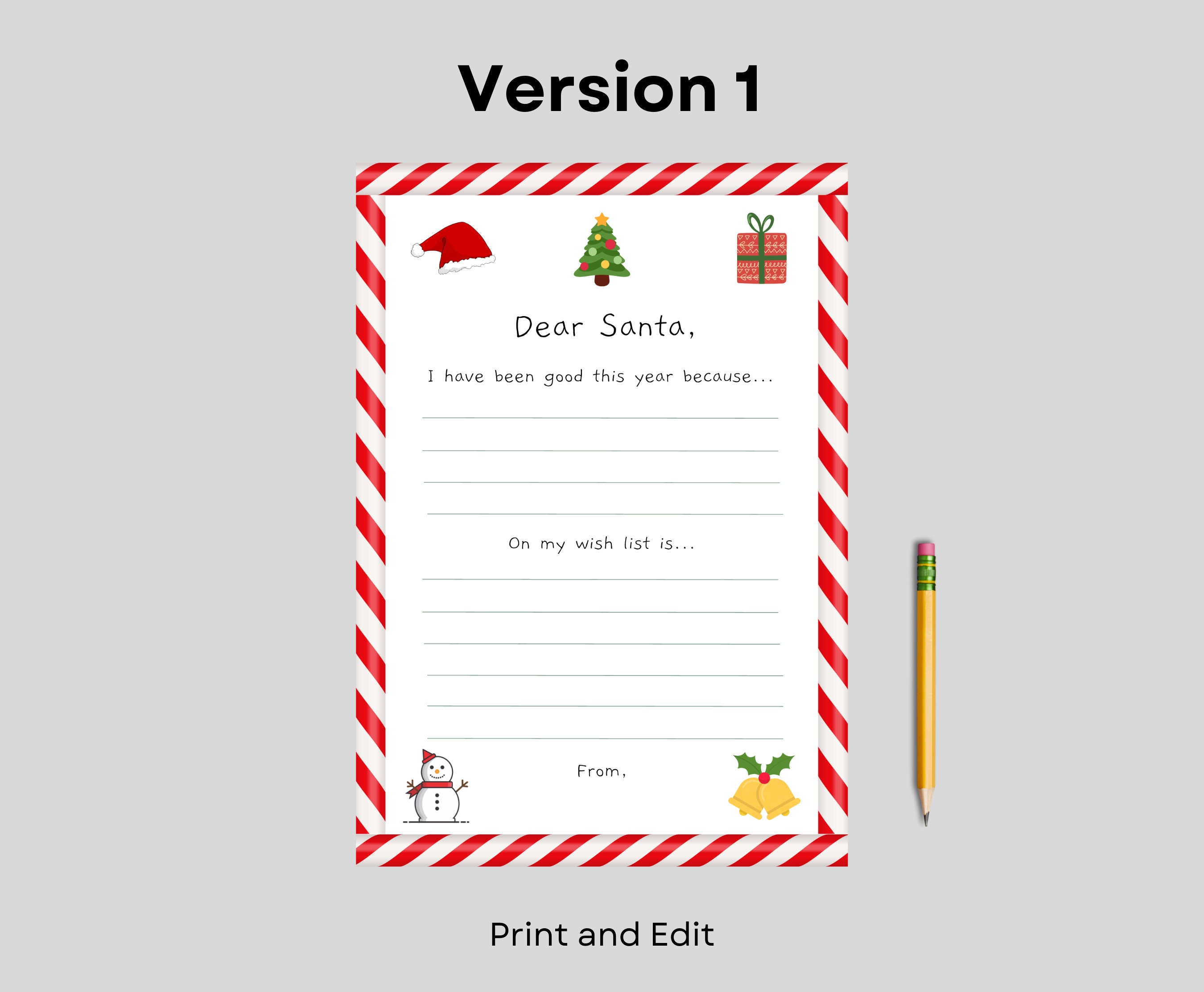 Letter to Santa, Christmas Letter, Christmas Printable, Kids Letter to ...
