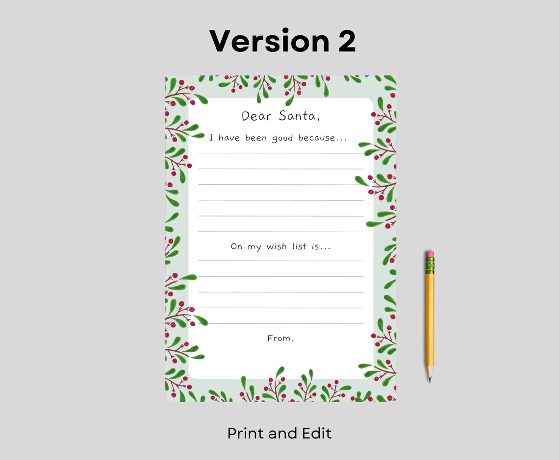Letter to Santa, Christmas Letter, Christmas Printable, Kids Letter to ...