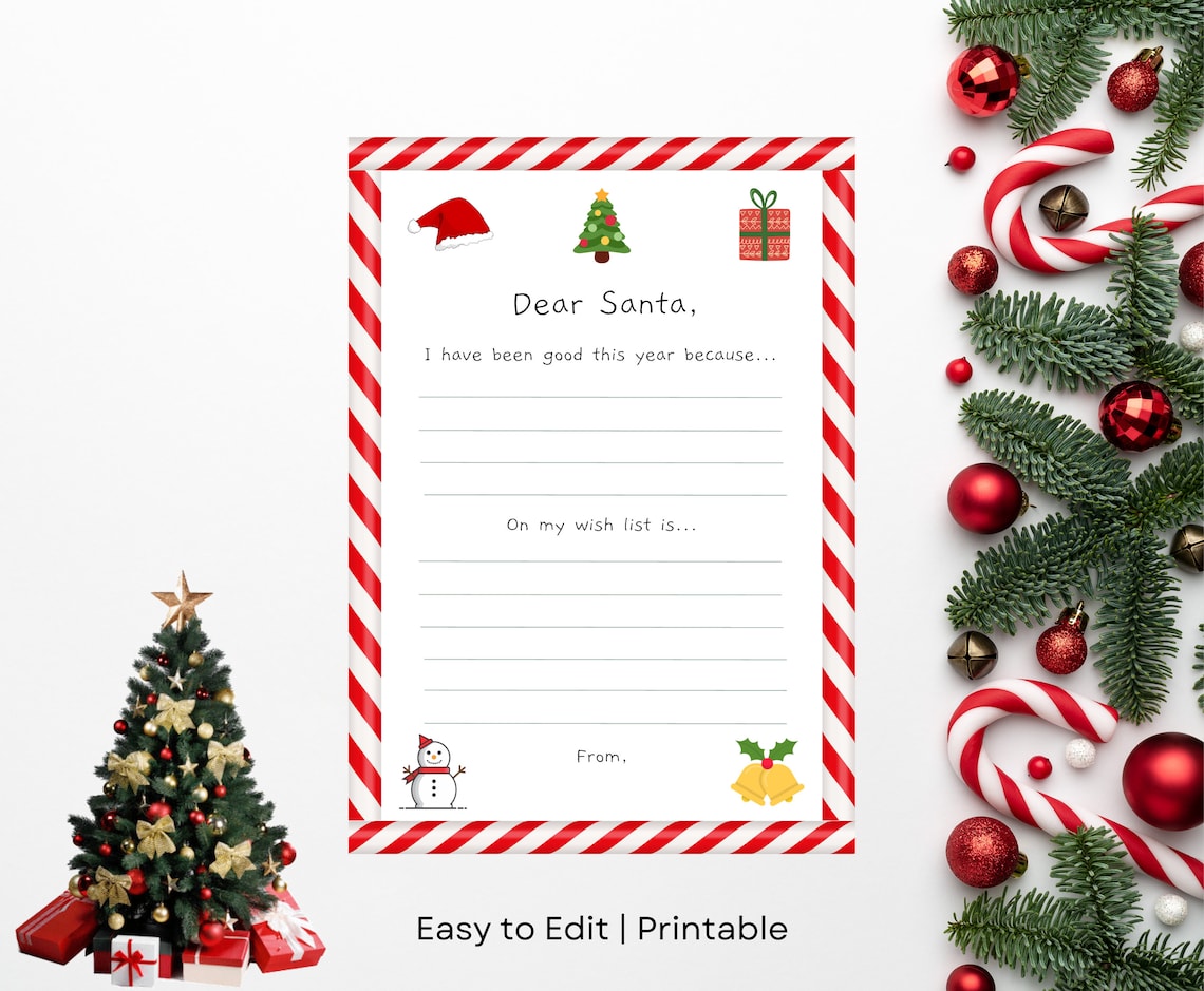 Letter to Santa, Christmas Letter, Christmas Printable, Kids Letter to ...