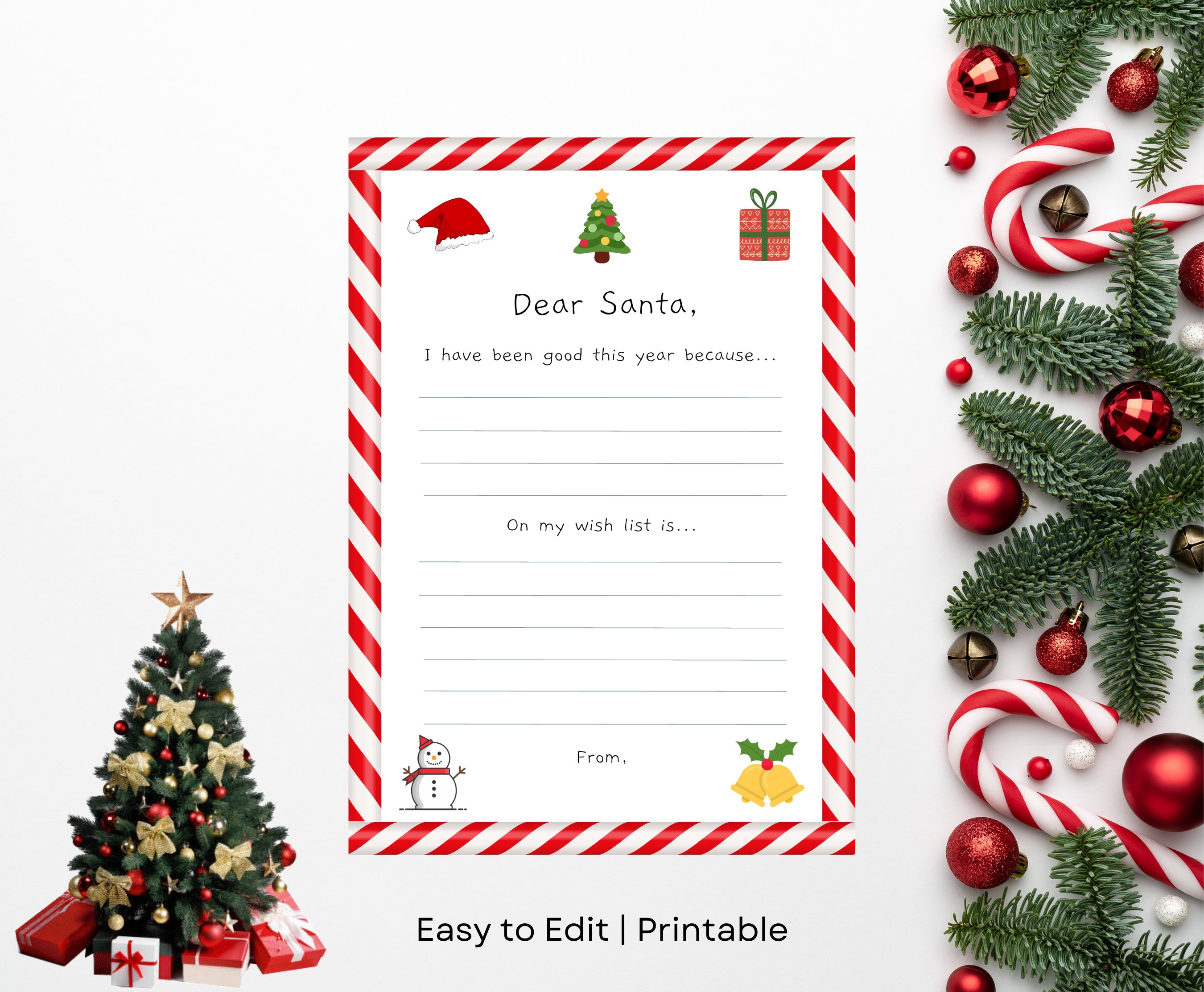 Letter to Santa, Christmas Letter, Christmas Printable, Kids Letter to ...