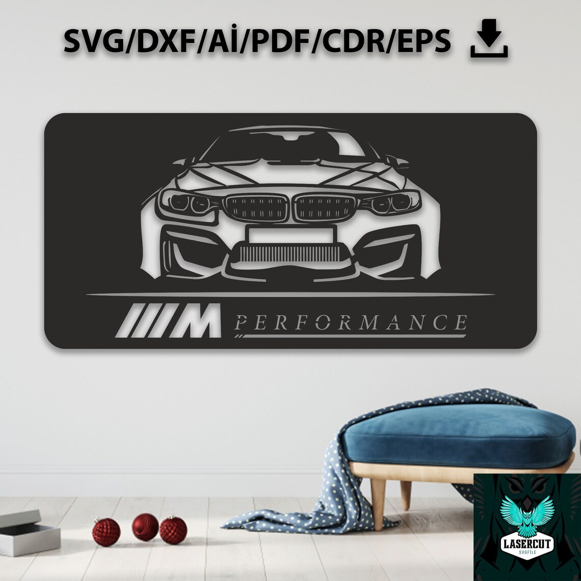 Bmw M4 Design Laser Cut Svg Dxf Files Wall Sticker Engraving | Etsy