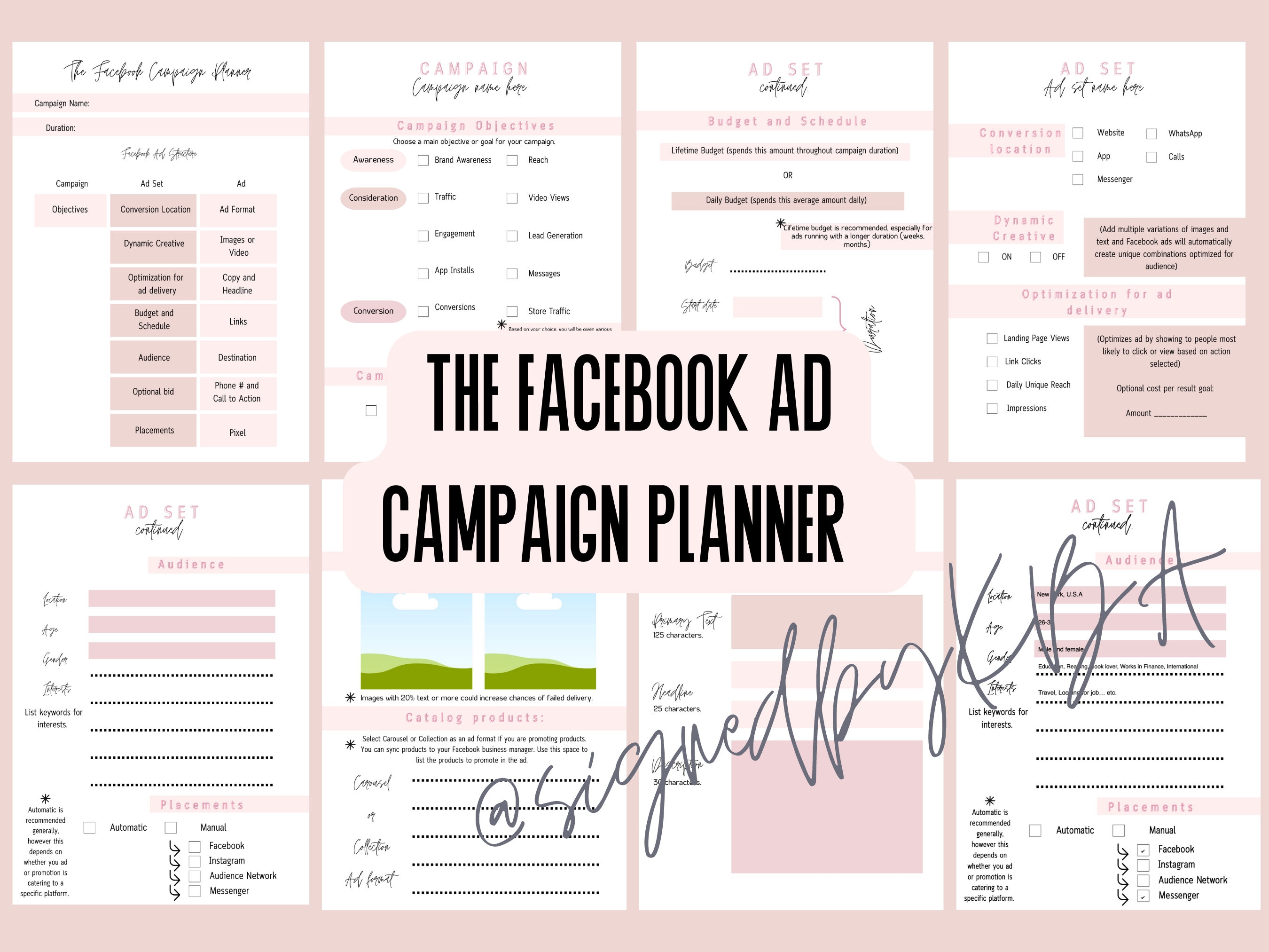 Facebook Ad Campaign Planner, Social Media Ad Workbook, Guide to Social ...