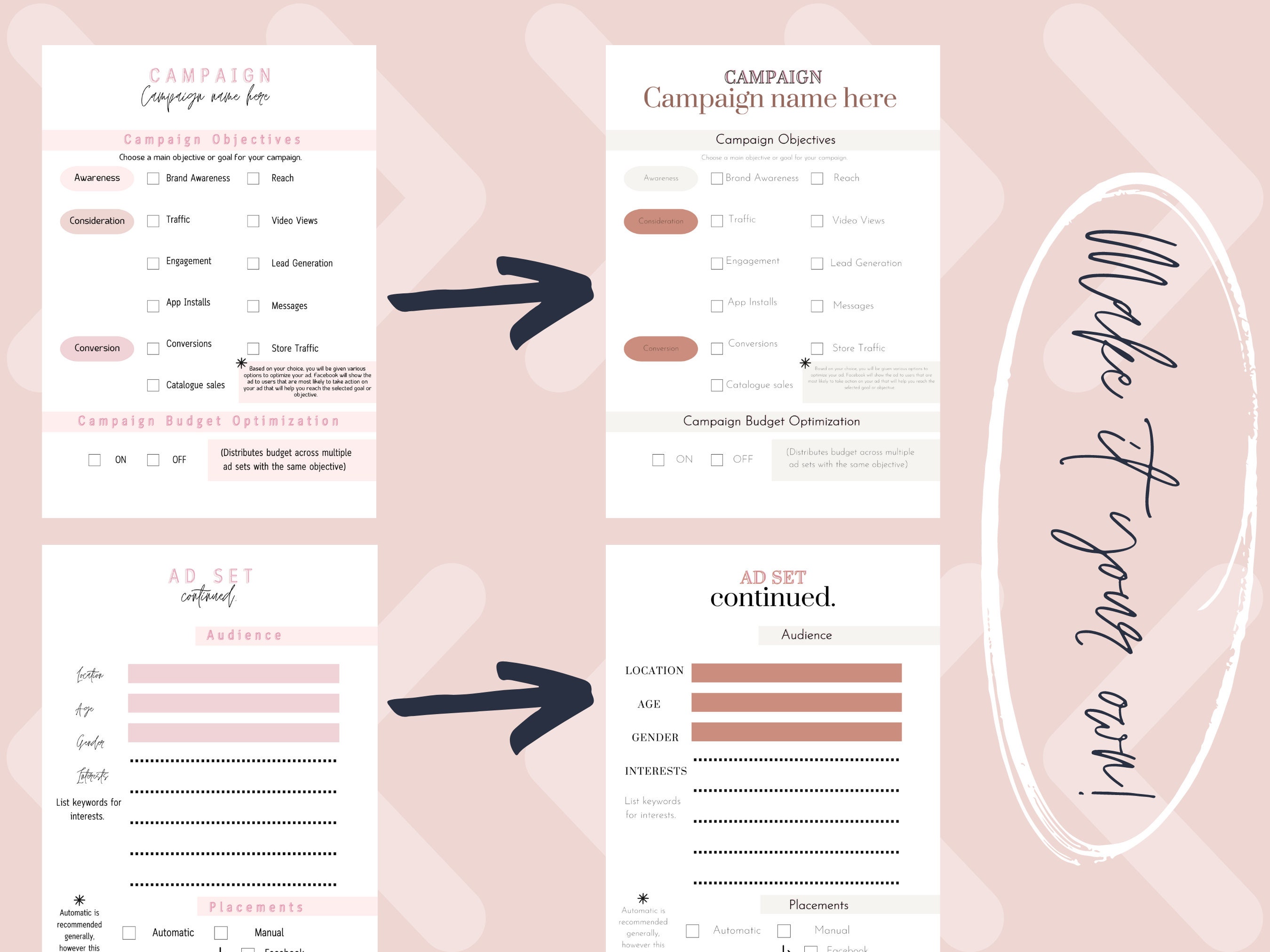 Facebook Ad Campaign Planner, Social Media Ad Workbook, Guide to Social ...