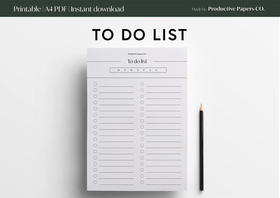 Printable to Do List Check Off-list Minimalist Style A4 | Etsy