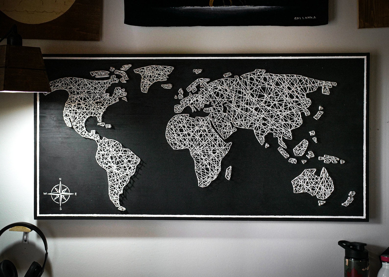 World Map String Art Black and White - Etsy Canada