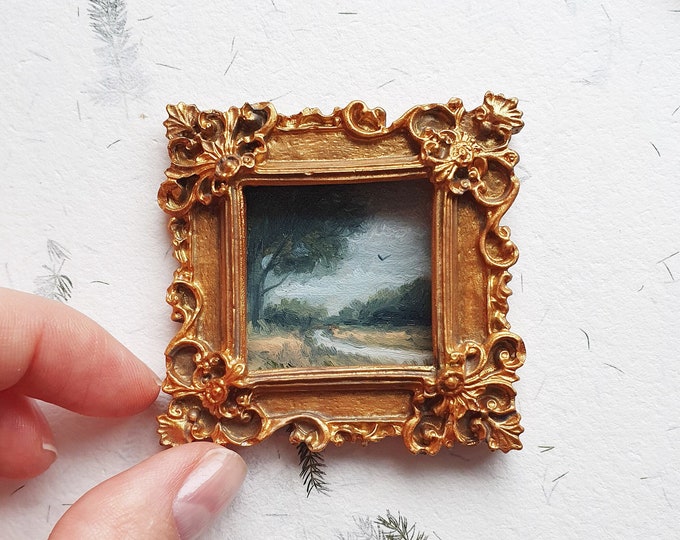 Original Mini Painting in Vintage Frame Hand Painted - Etsy