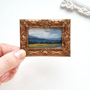 Miniature Oil Painting in Vintage Frame, Original Hand Painted Tiny ...