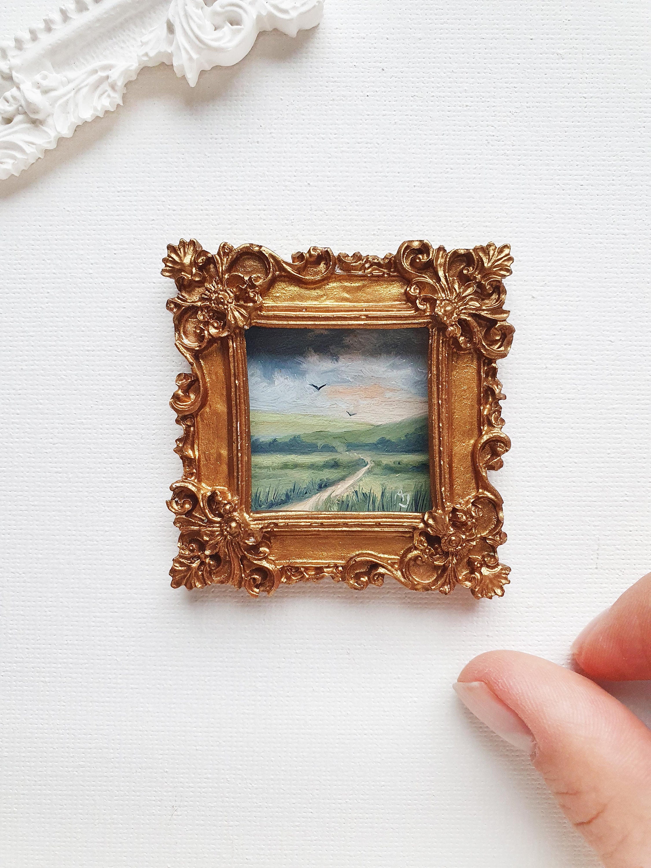 Original Mini Painting in Vintage Frame, Hand Painted Miniature Oil ...