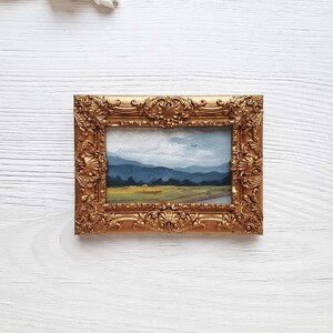 Miniature Oil Painting in Vintage Frame, Original Hand Painted Tiny ...