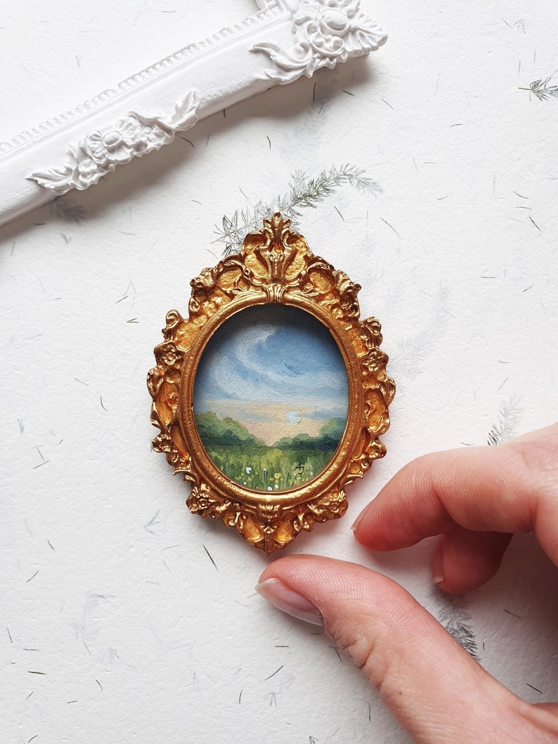 Miniature Original Oil Painting Vintage Style Mini Framed - Etsy