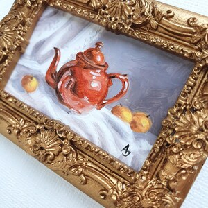 Miniature Still Life Painting, Mini Oil Painting, Tiny Kitchen Decor - Etsy