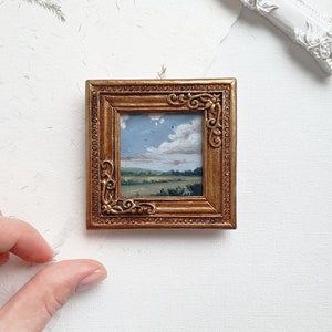 Miniature Painting Framed, Handmade Tiny Artwork in Retro Style Frame ...