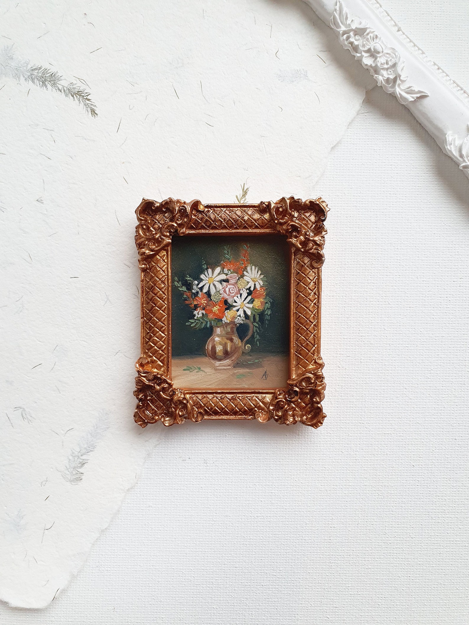 Miniature Flowers Oil Painting, Original Tiny Art Work, Hand Painted ...