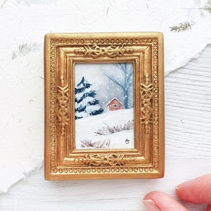 Winter Miniature Painting, Holiday Season Mini Decor, Tiny Winter ...
