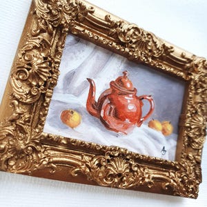 Miniature Still Life Painting, Mini Oil Painting, Tiny Kitchen Decor - Etsy