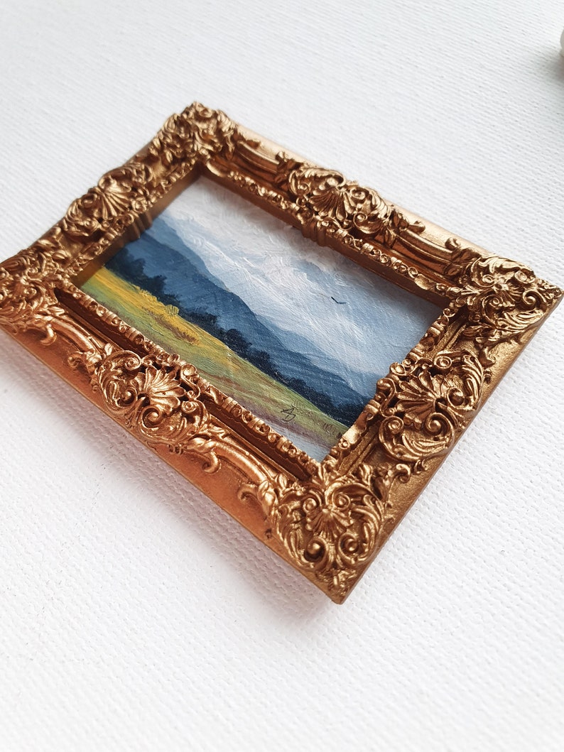 Miniature Oil Painting in Vintage Frame, Original Hand Painted Tiny ...
