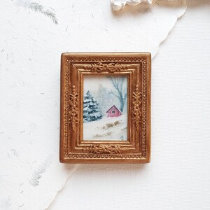Winter Miniature Painting, Holiday Season Mini Decor, Tiny Winter ...