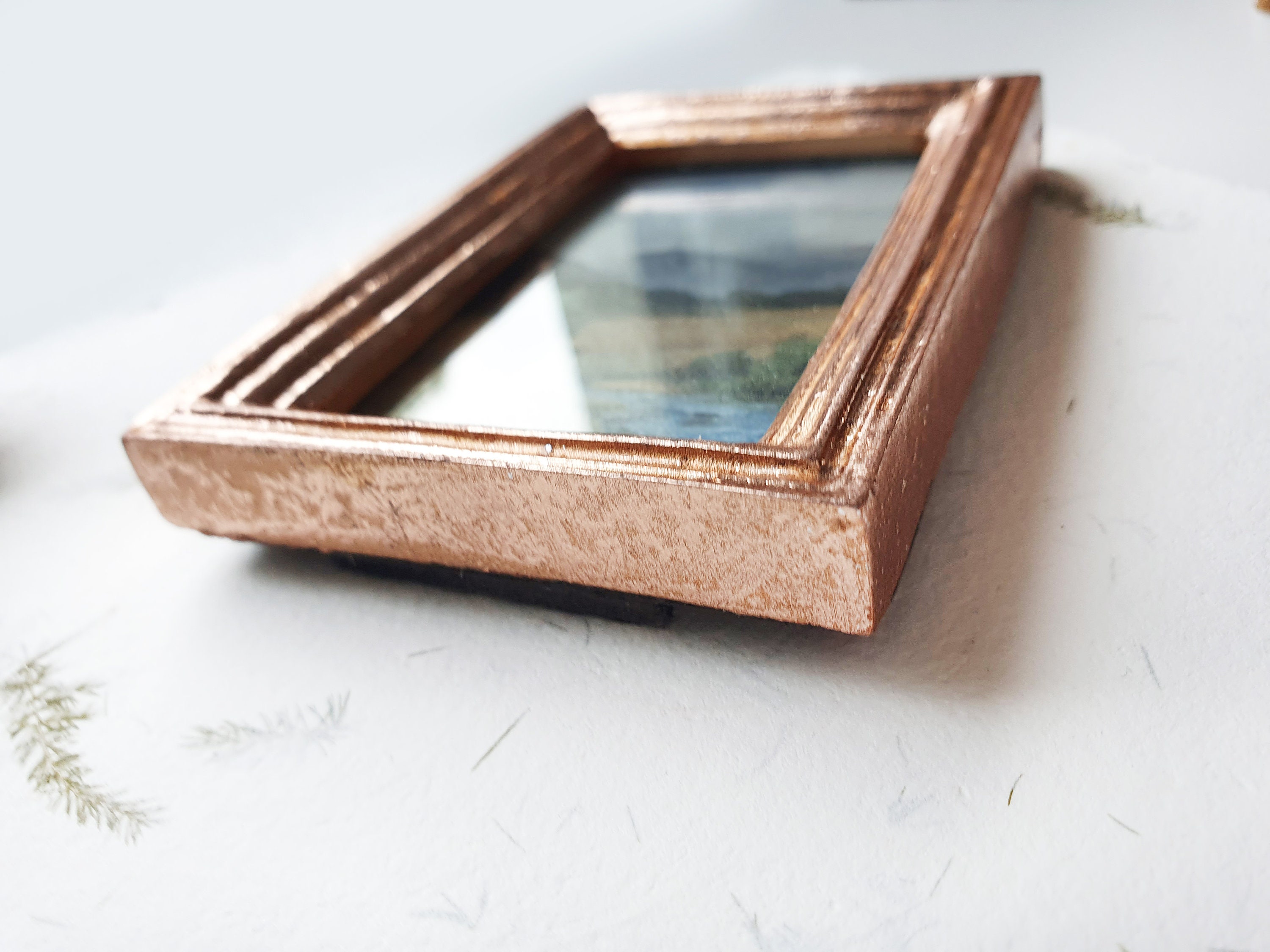 River Landscape Tiny Painting in Frame, Small Framed Fall Scenery ...