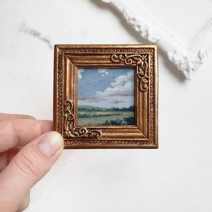 Miniature Painting Framed, Handmade Tiny Artwork in Retro Style Frame ...