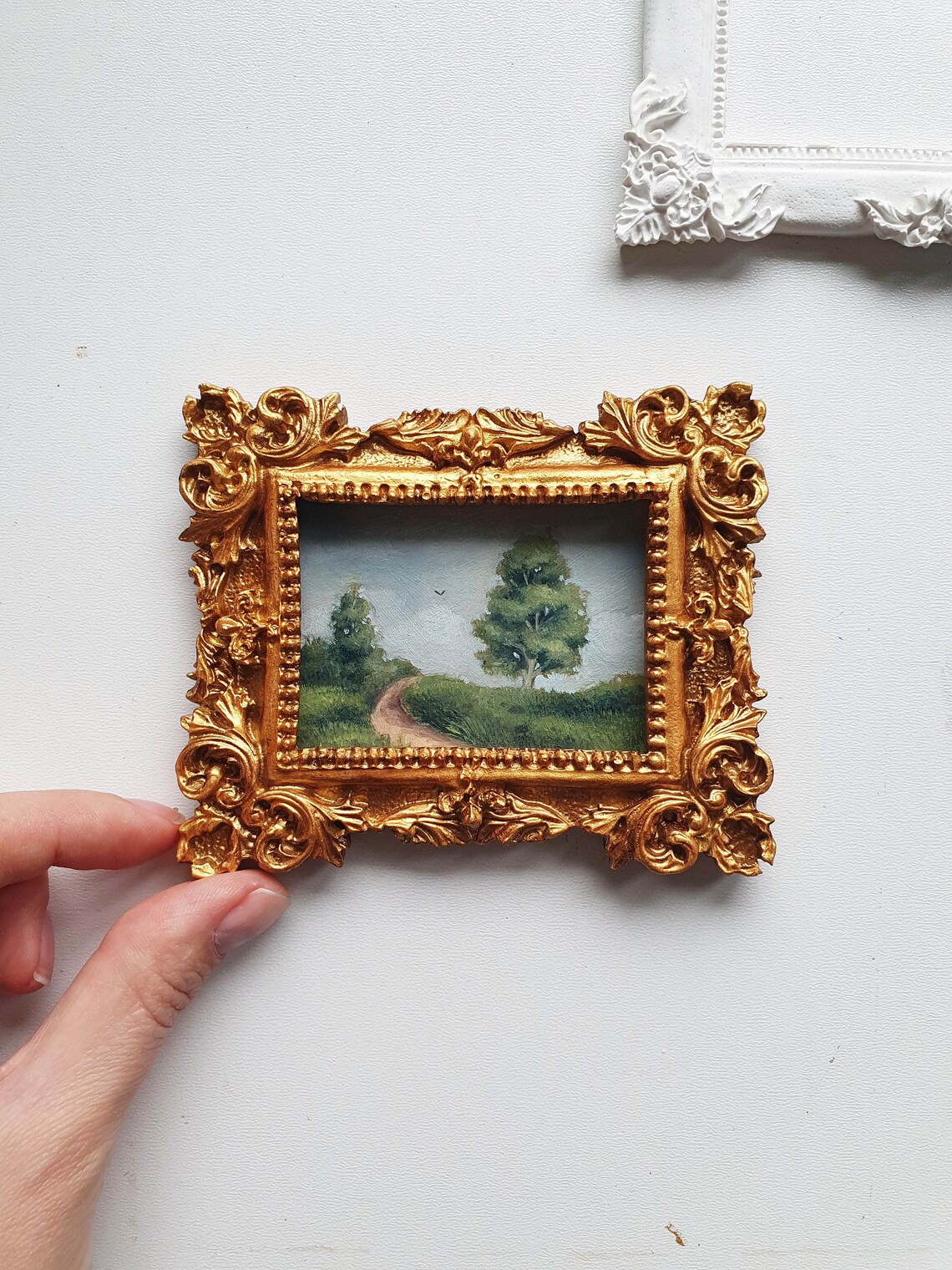 Original Mini Painting in Vintage Frame Hand Painted - Etsy