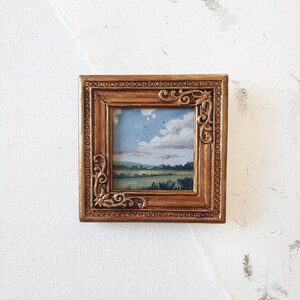 Miniature Painting Framed, Handmade Tiny Artwork in Retro Style Frame ...