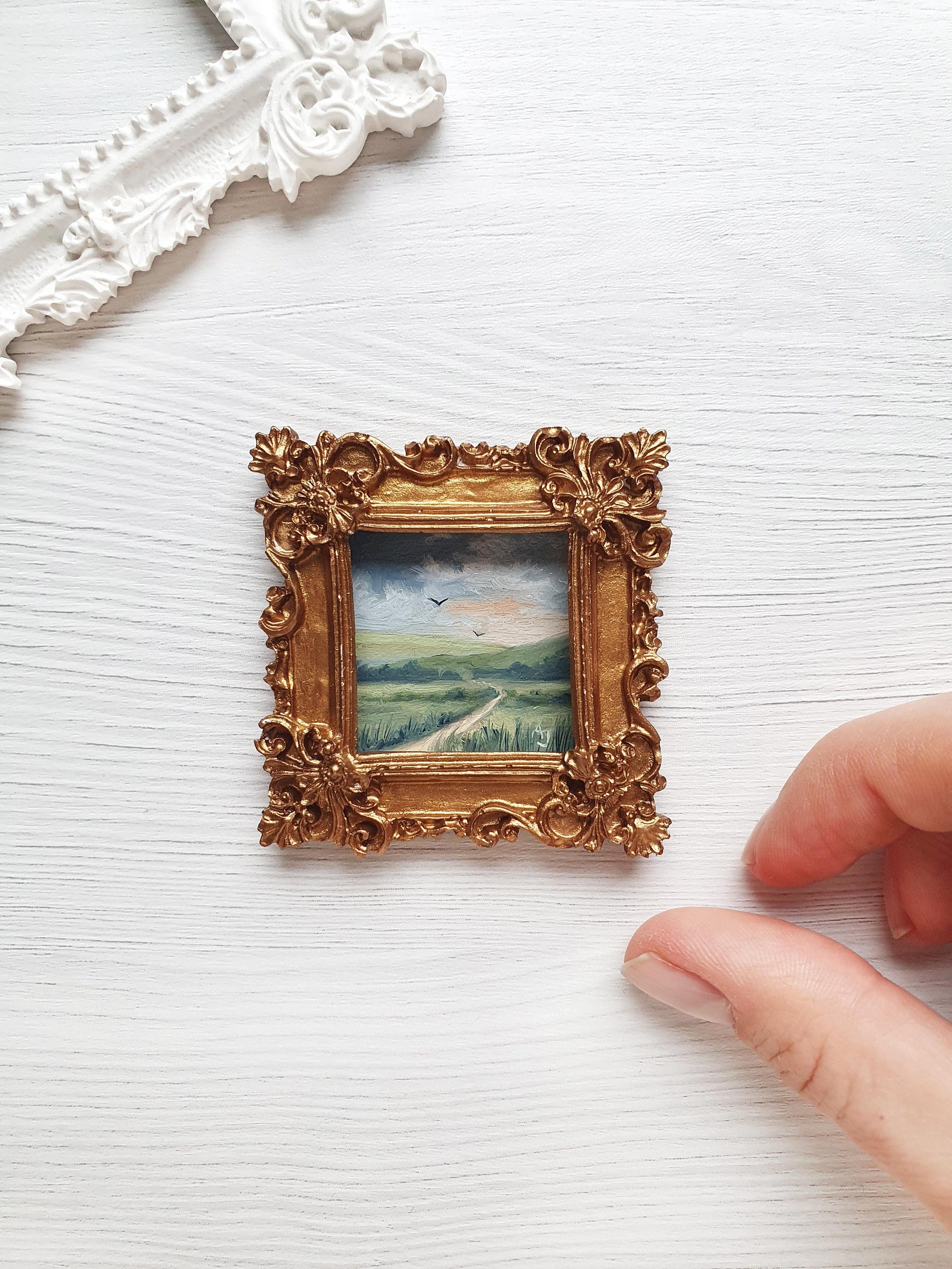 Original Mini Painting in Vintage Frame, Hand Painted Miniature Oil ...