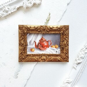 Miniature Still Life Painting, Mini Oil Painting, Tiny Kitchen Decor - Etsy