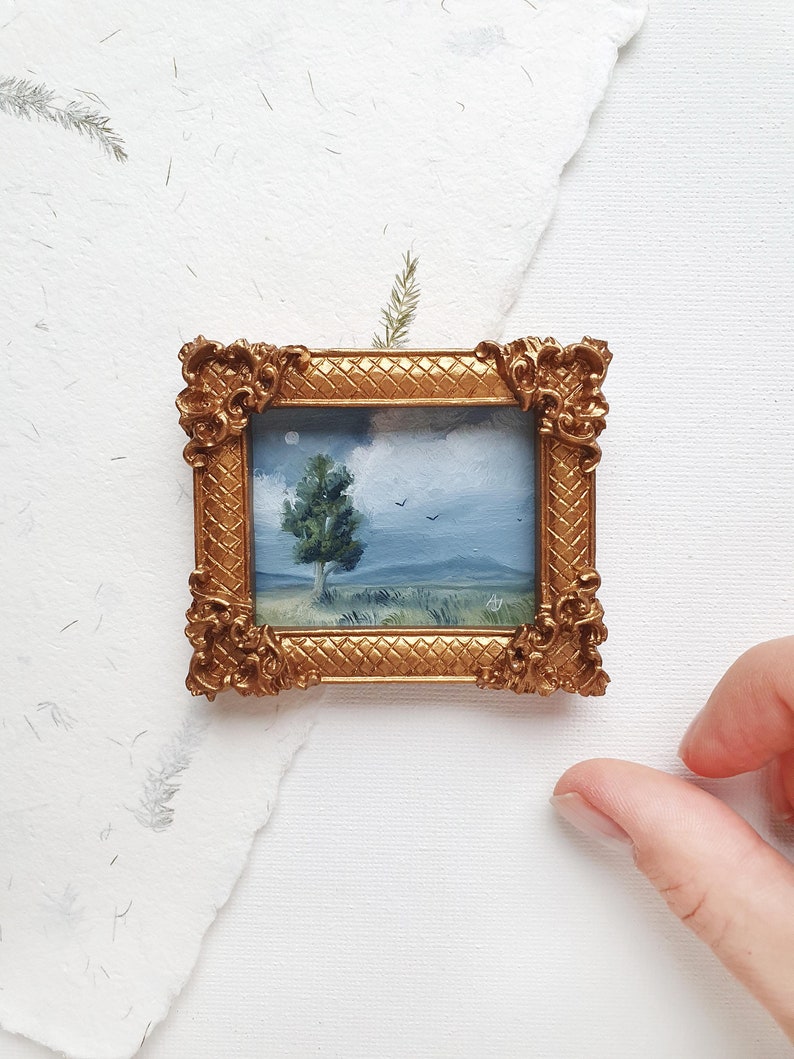 Small Landscape Oil Painting, Vintage Style Miniature , Hand Painted Tiny Tree Painting - Etsy