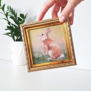 Bunny Oil Painting, Tiny Rabbit Painting, Original Miniature Painting ...