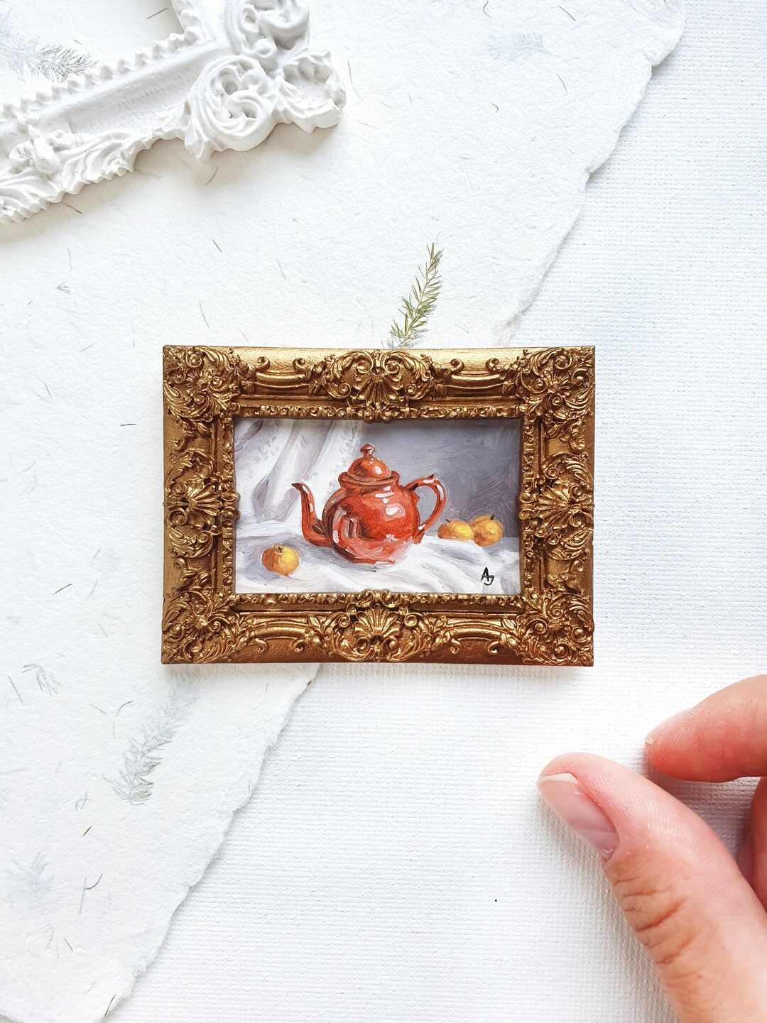 Miniature Still Life Painting, Mini Oil Painting, Tiny Kitchen Decor - Etsy
