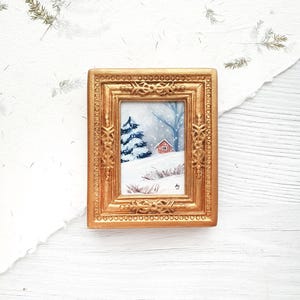 Winter Miniature Painting, Holiday Season Mini Decor, Tiny Winter ...