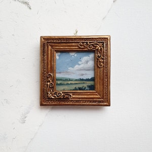 Miniature Painting Framed, Handmade Tiny Artwork in Retro Style Frame ...