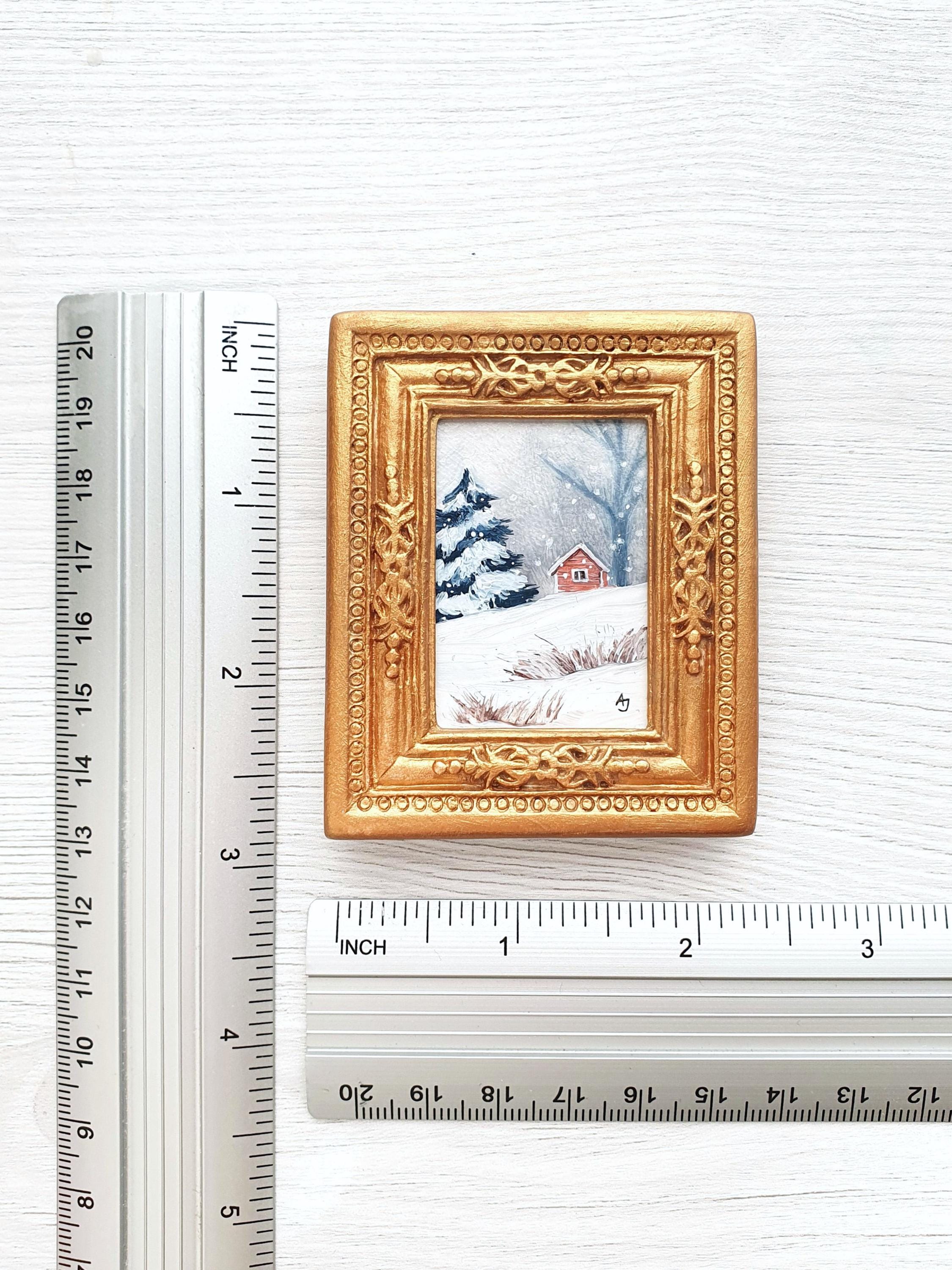 Winter Miniature Painting, Holiday Season Mini Decor, Tiny Winter ...