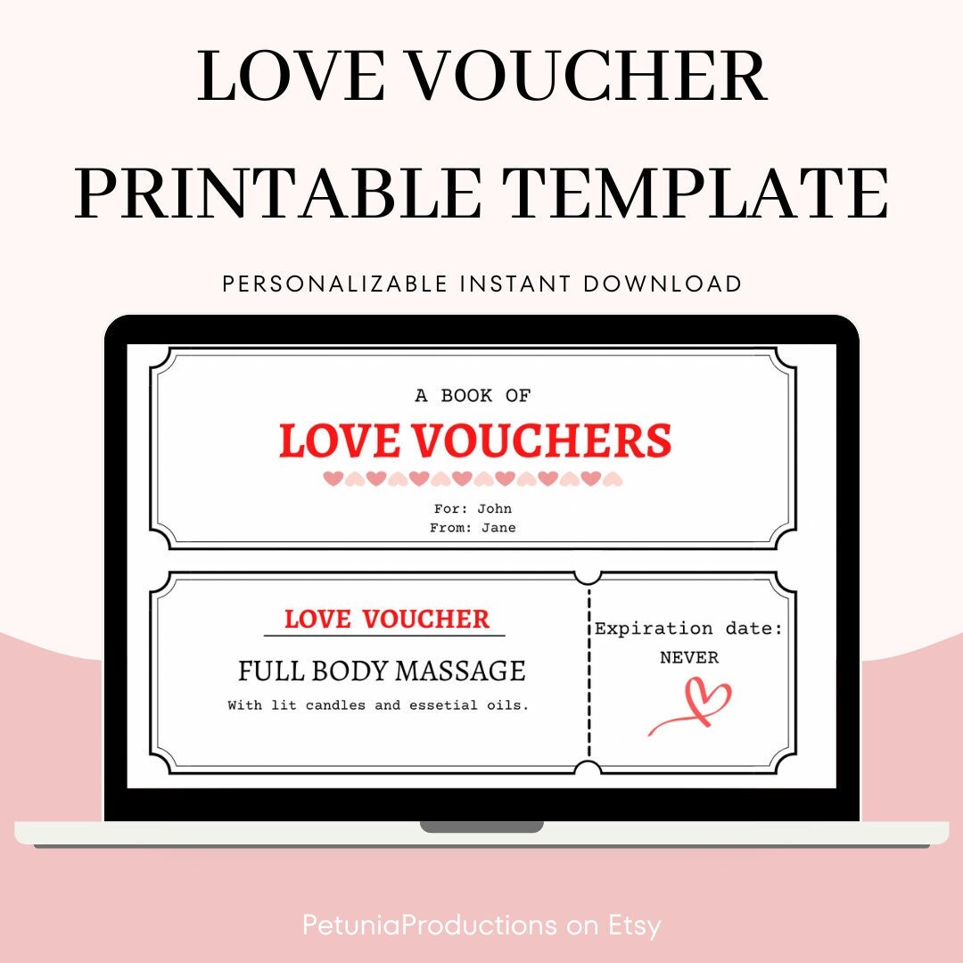 Love Voucher Printable Template | Love Coupon Booklet | Anniversary ...