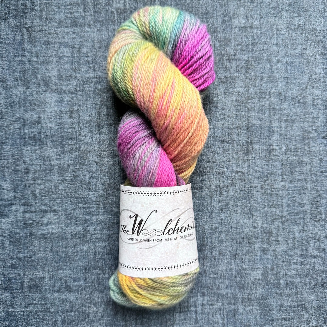 100% British Untreated NSW Falkland Wool Yarn, Hand Dyed in Colour: superbloom multicoloured ...