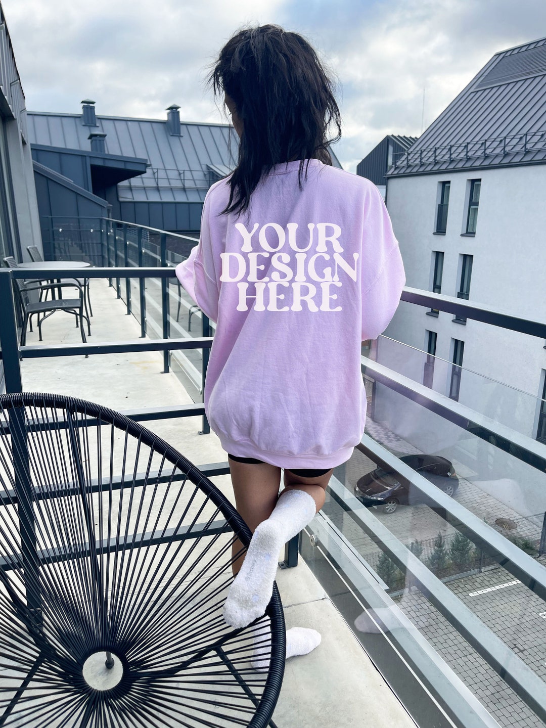 Gildan 18000 Light Pink Back Mockup Oversized Light Pink - Etsy