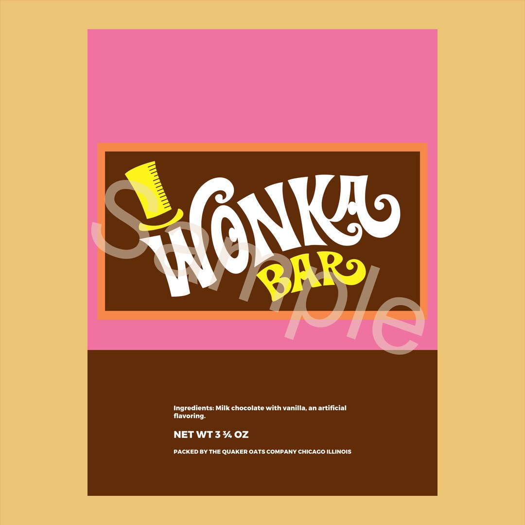 Wonka Bar Screen-accurate Wrapper / Label Prop Replica Digital - Etsy ...
