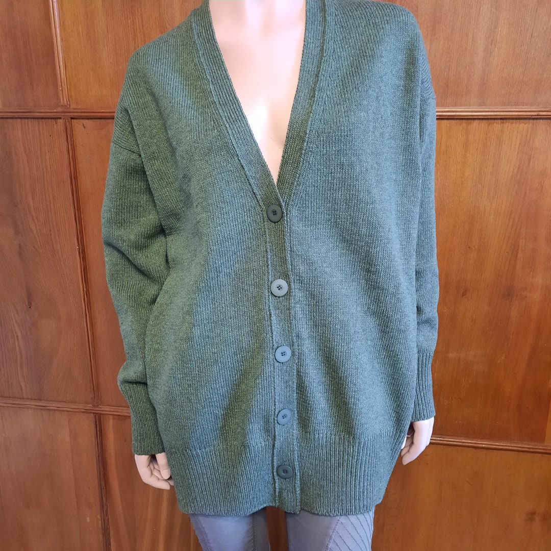 Green Cashmere Cardigan V Neck Sweater, Oversized Knit Cardigan , V ...