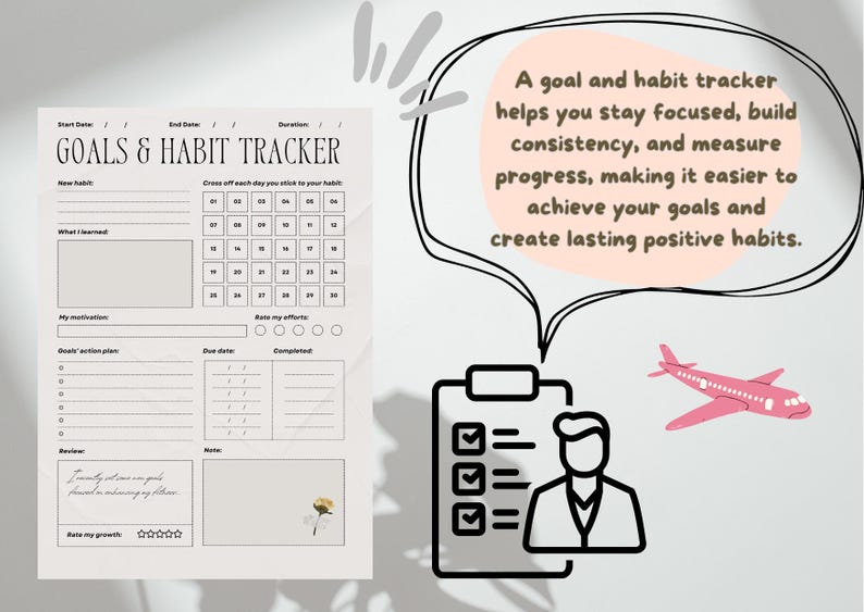 Goal Tracker Template, Digital Tracker Template, Editable Tracker ...