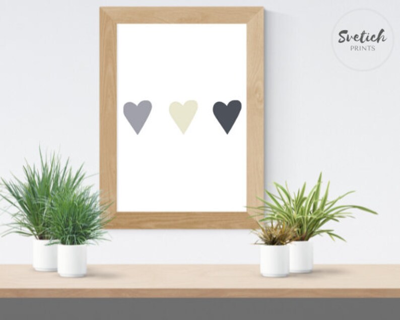 Boho Gender Neutral Gray Rainbow Heart Digital Print - Etsy