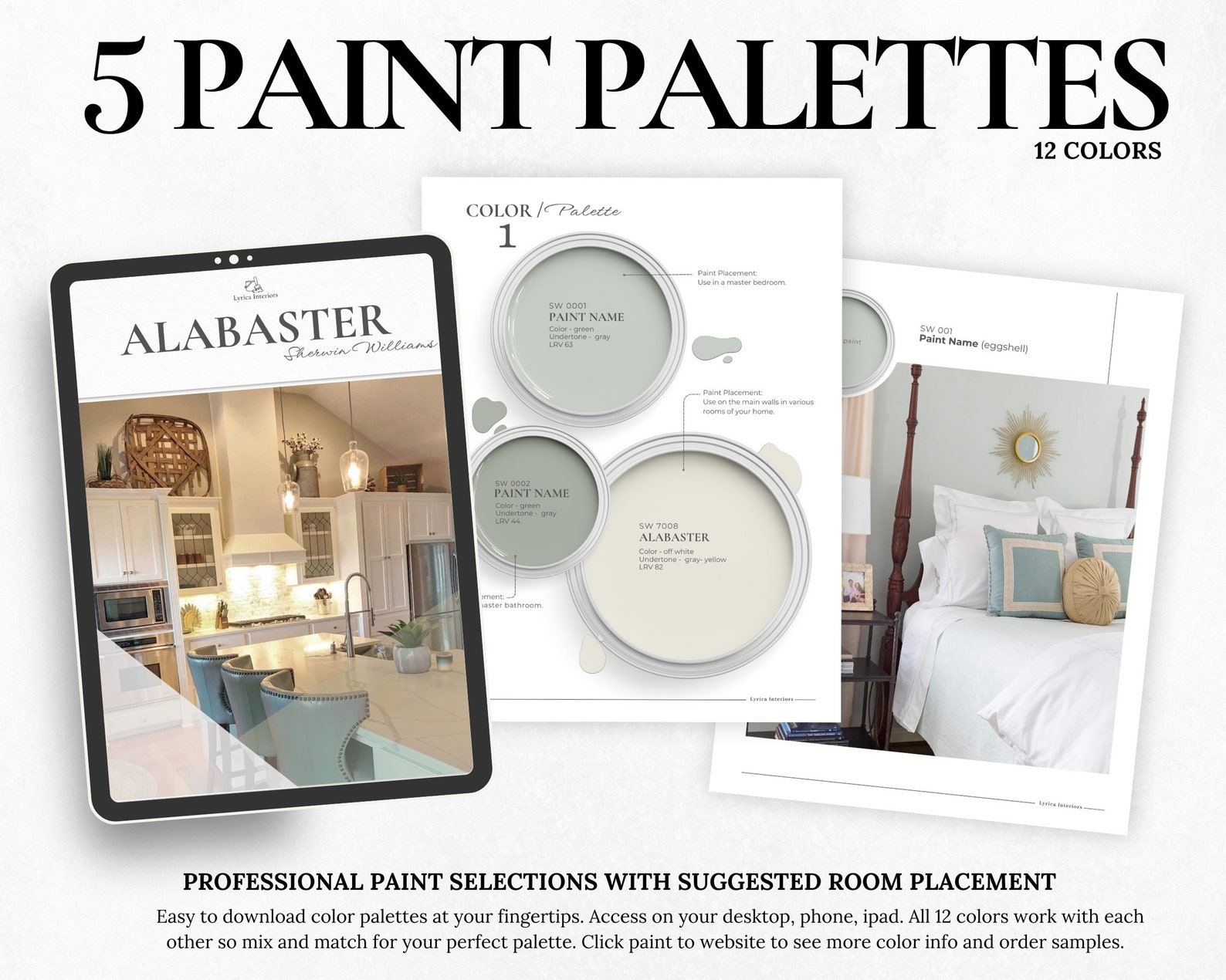 SW Alabaster Paint Palette. Color Scheme for Your Whole Home. - Etsy